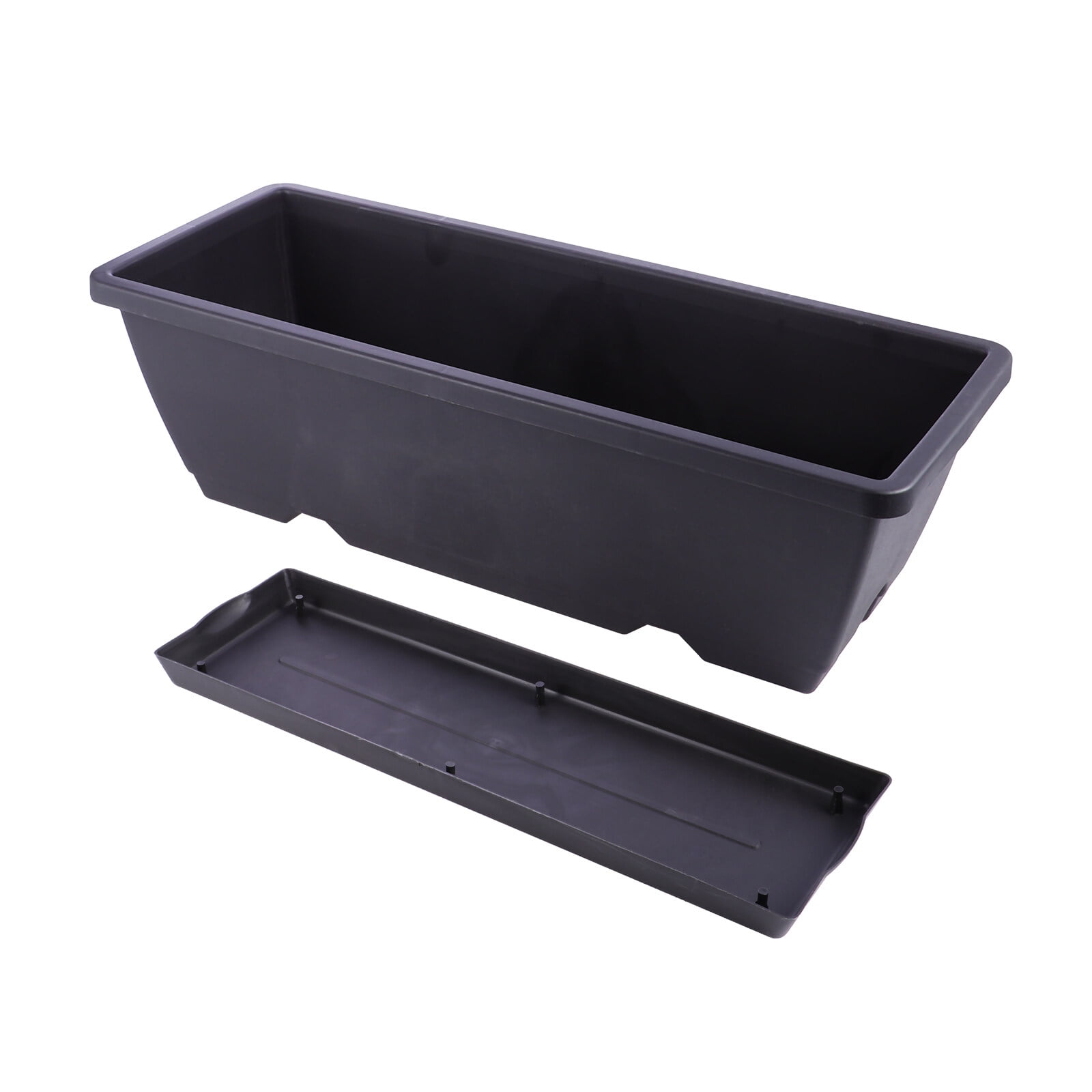 ADDHAT Rectangular Black Plastic Planter Durable Garden Flower Pot with ...