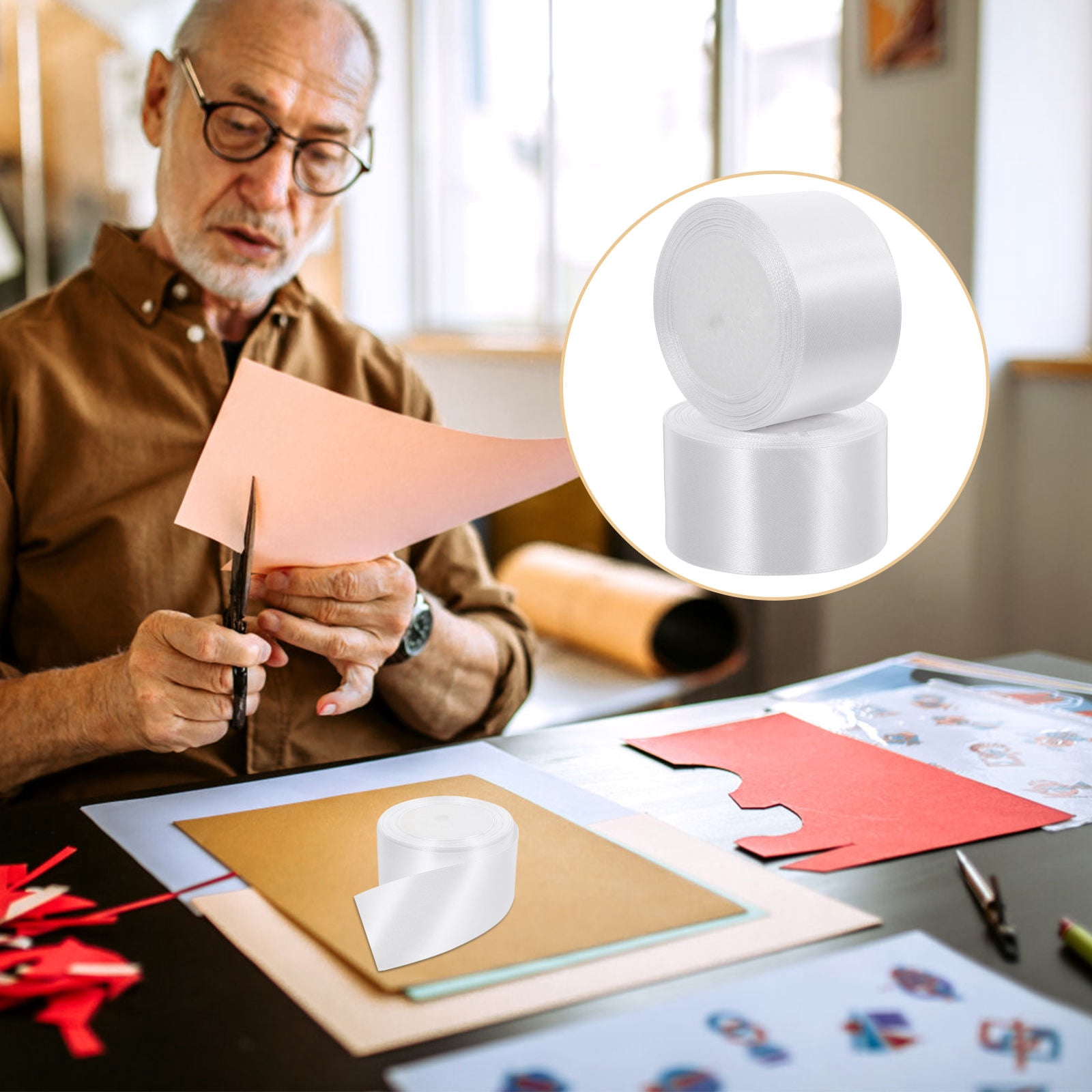 ADDHAT Polyester White Ribbon for DIY Crafts Wedding Chair Backs and ...