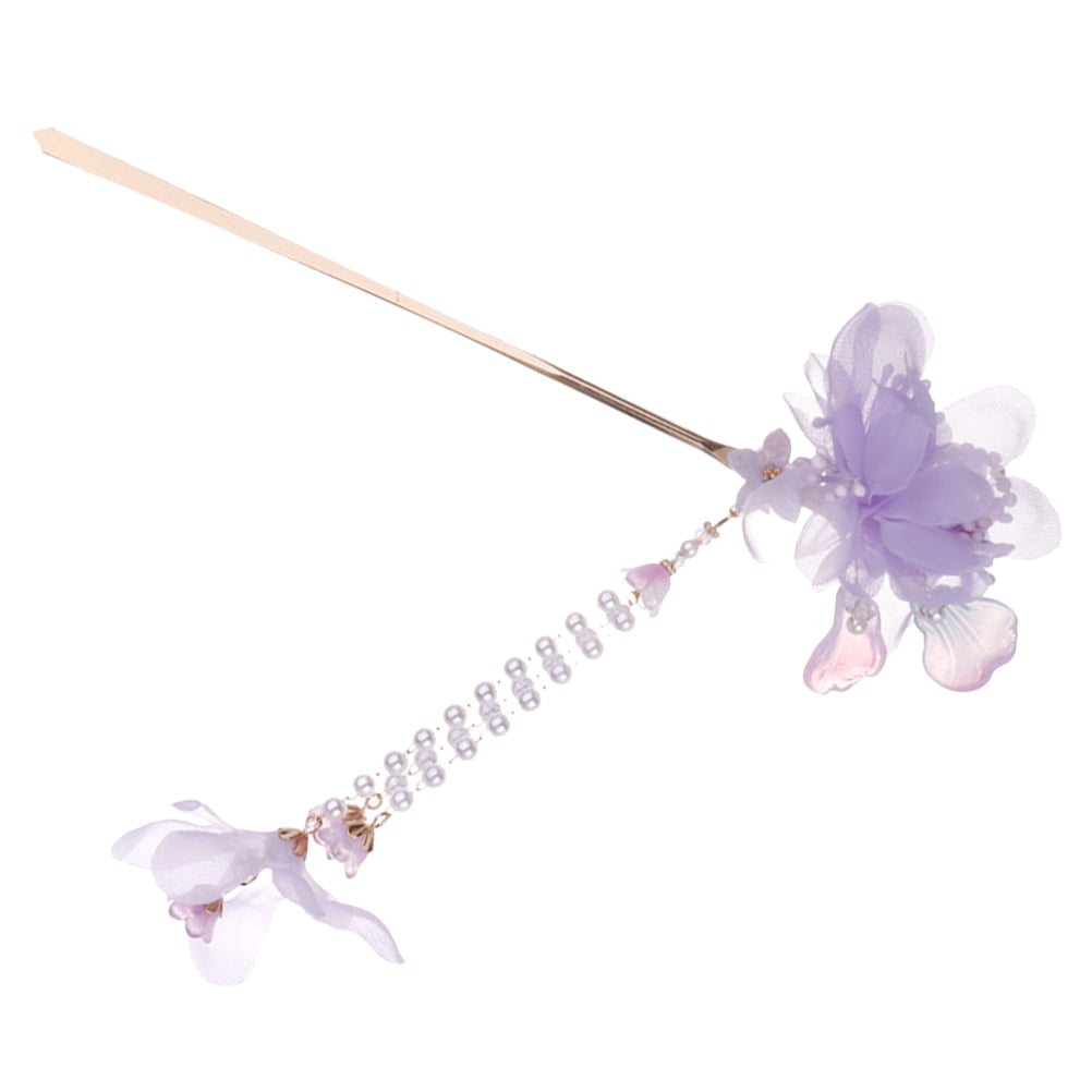 ADDHAT Purple Fabric Hair Stick for Women's Elegant Hair Bun Pin with ...