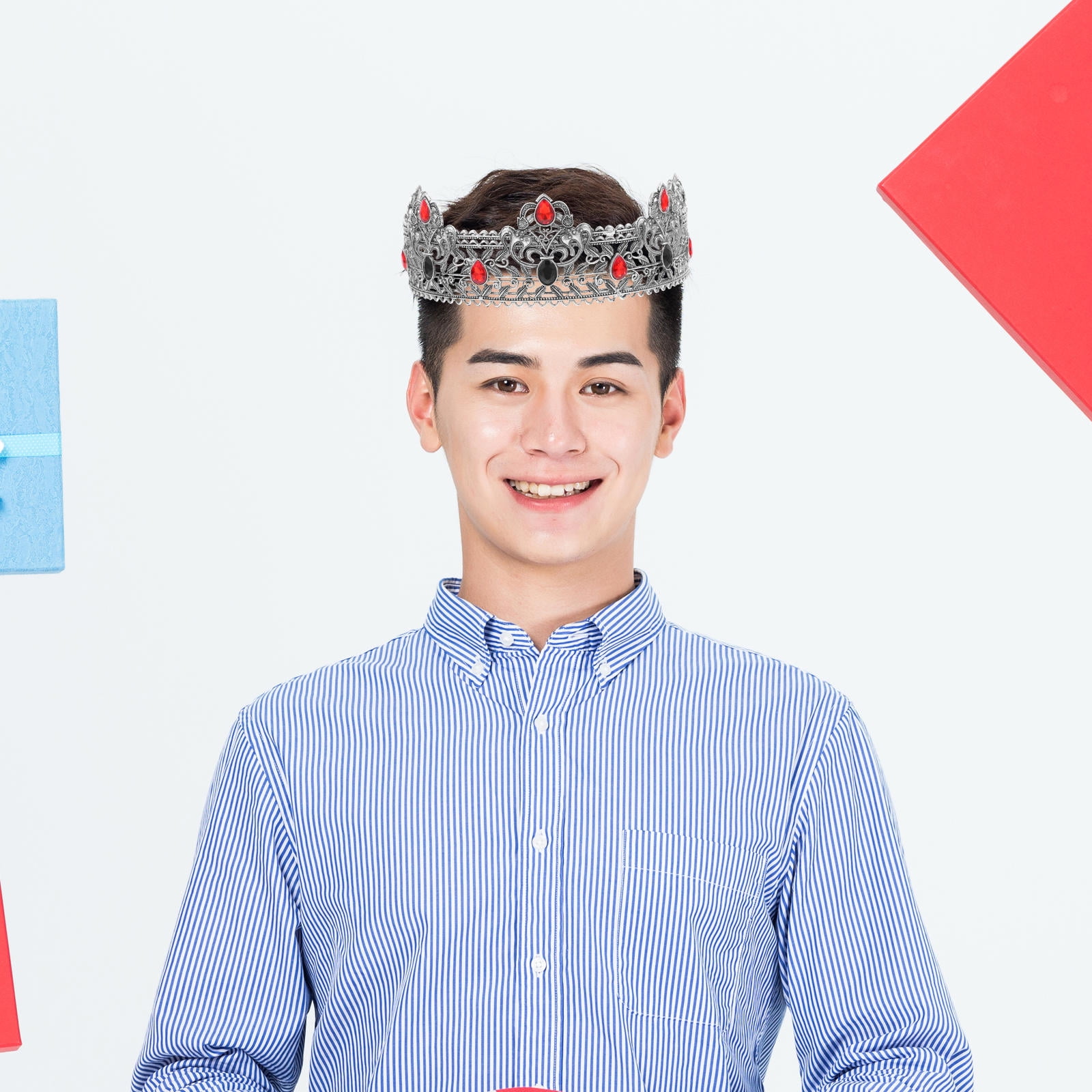 ADDHAT Royal Mens King Crown Hair Ornament with Sparkling Rhinestones ...
