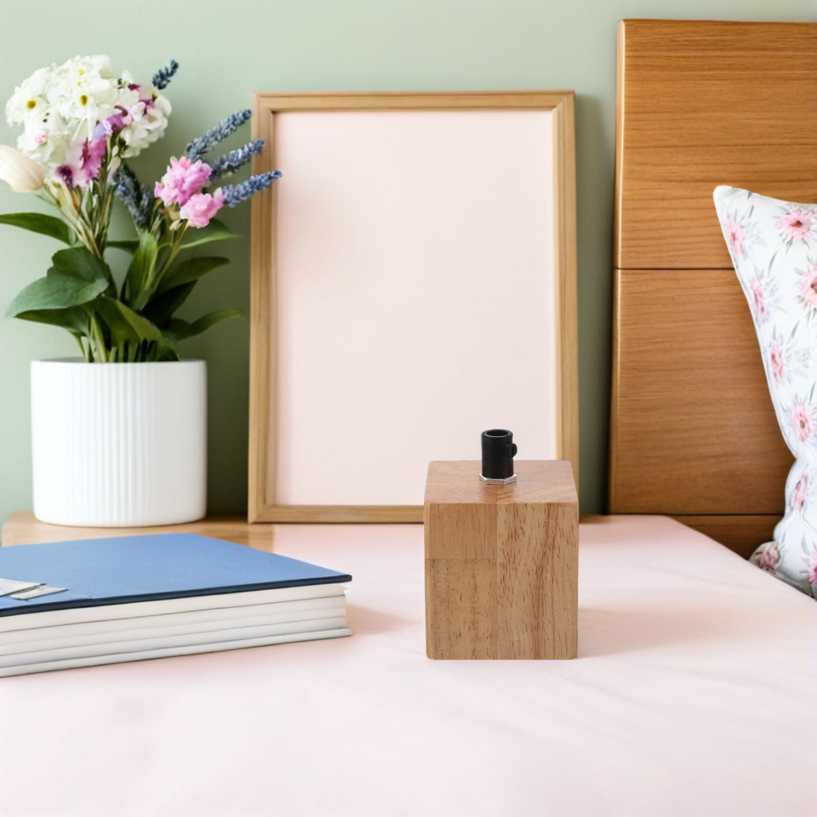 ADDHAT Rustic Beige Wood Lamp Base with Light Bulb Holder, 1 Set for ...