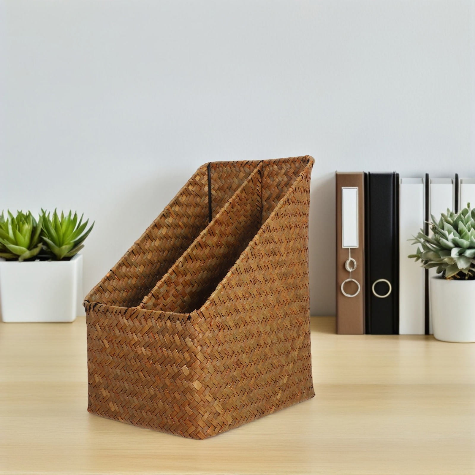 ADDHAT Decorative Light Brown Simple File and Book Holder Box for Home ...
