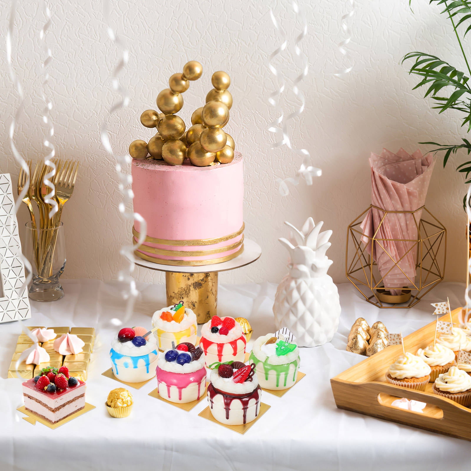 ADDHAT Square Cake Boards Golden Color Disposable Cardboard Bases for ...