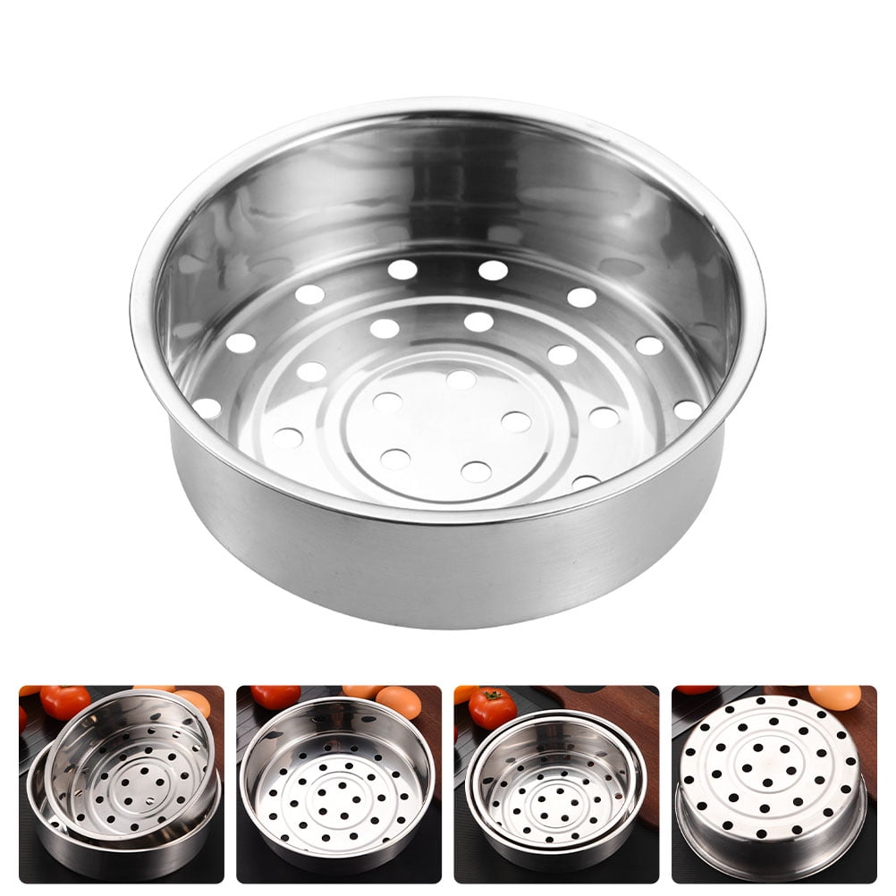 ADDHAT Silver Vegetable Steamer Basket with Even Round Holes Sturdy ...
