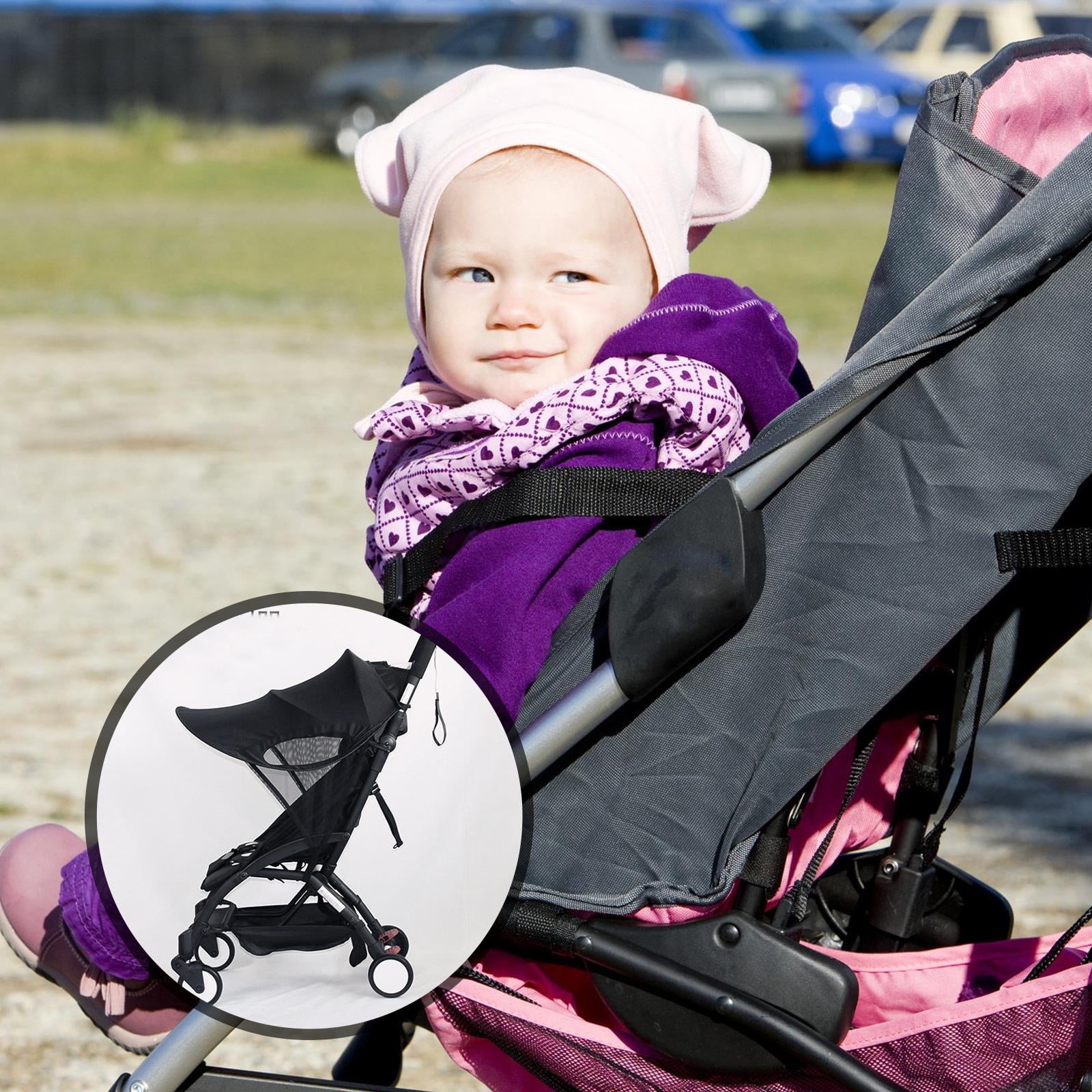 ADDHAT Sunshield with Airflow for Stroller Stroller Accessories Black ...