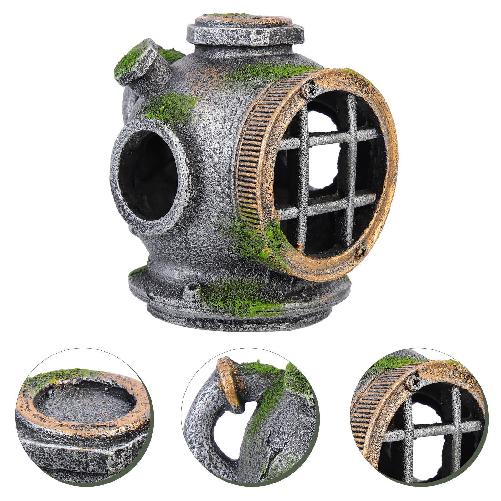 ADDHAT Silver Resin Aquarium Decor Fish Hideout Underwater Fish Tank ...