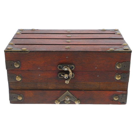 ADDHAT Vintage Wooden Storage Box with Lock, Decorative Organizer for ...