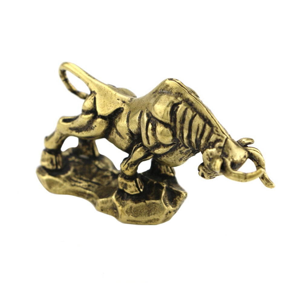 ADDHAT Wealth Bull Figurines Brass Vintage Desk Decor for Office 1Pc ...