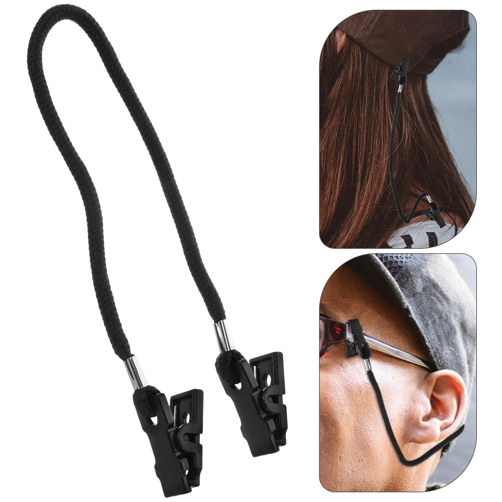 ADDHAT Windproof Retainers 2pcs Cap Clip Black Polyester for Outdoor ...
