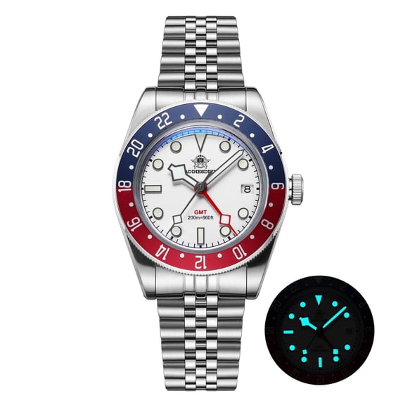 ADDIESDIVE Men's GMT Watch Dual Time Zone, Swiss Quartz, 200M ...