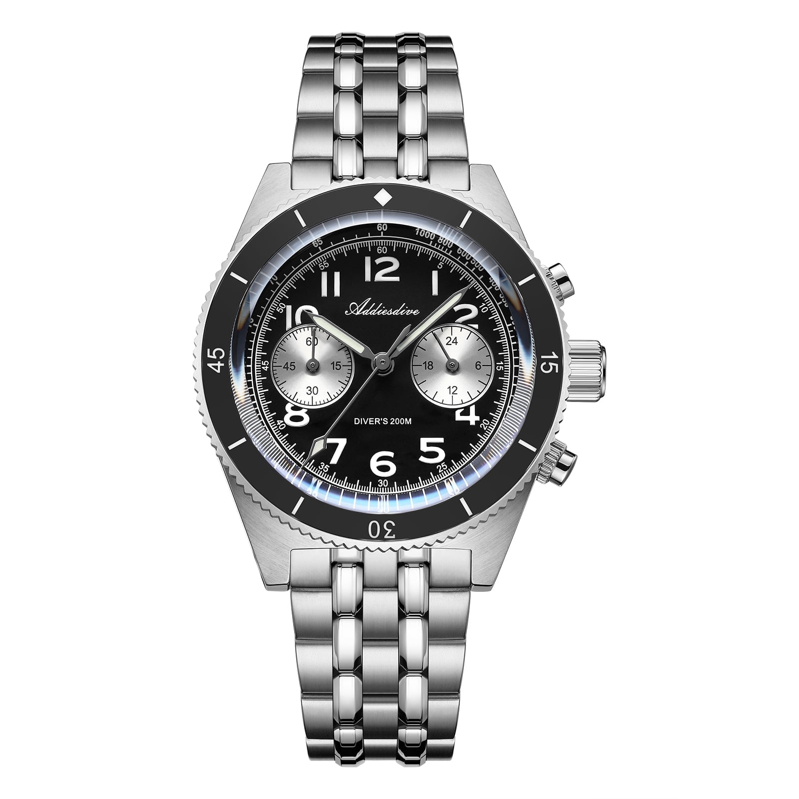 ADDIESDIVE Men's Stainless Steel Chronograph Diver Watch with Sapphire ...