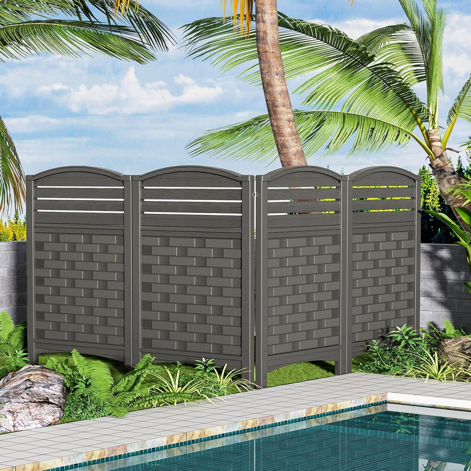 ADDOK Air Conditioner Fence Privacy Screen,Resin Outdoor Privacy Vinyl ...