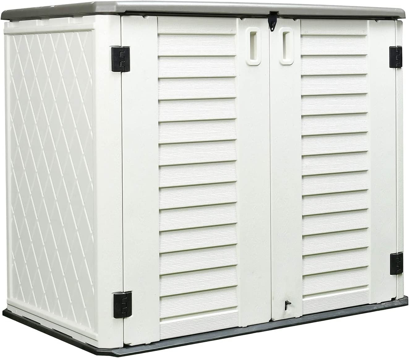 ADDOK Horizontal Outdoor Storage Sheds,Large Resin Outdoor Storage Cabinet for Patio Furniture ...