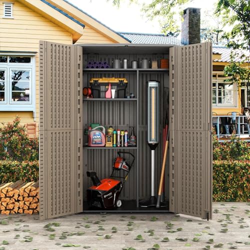 ADDOK Metal Shelve Laminate kit,Vertical Outdoor Storage Cabinet Specialized,68” x 46” x 15 ...