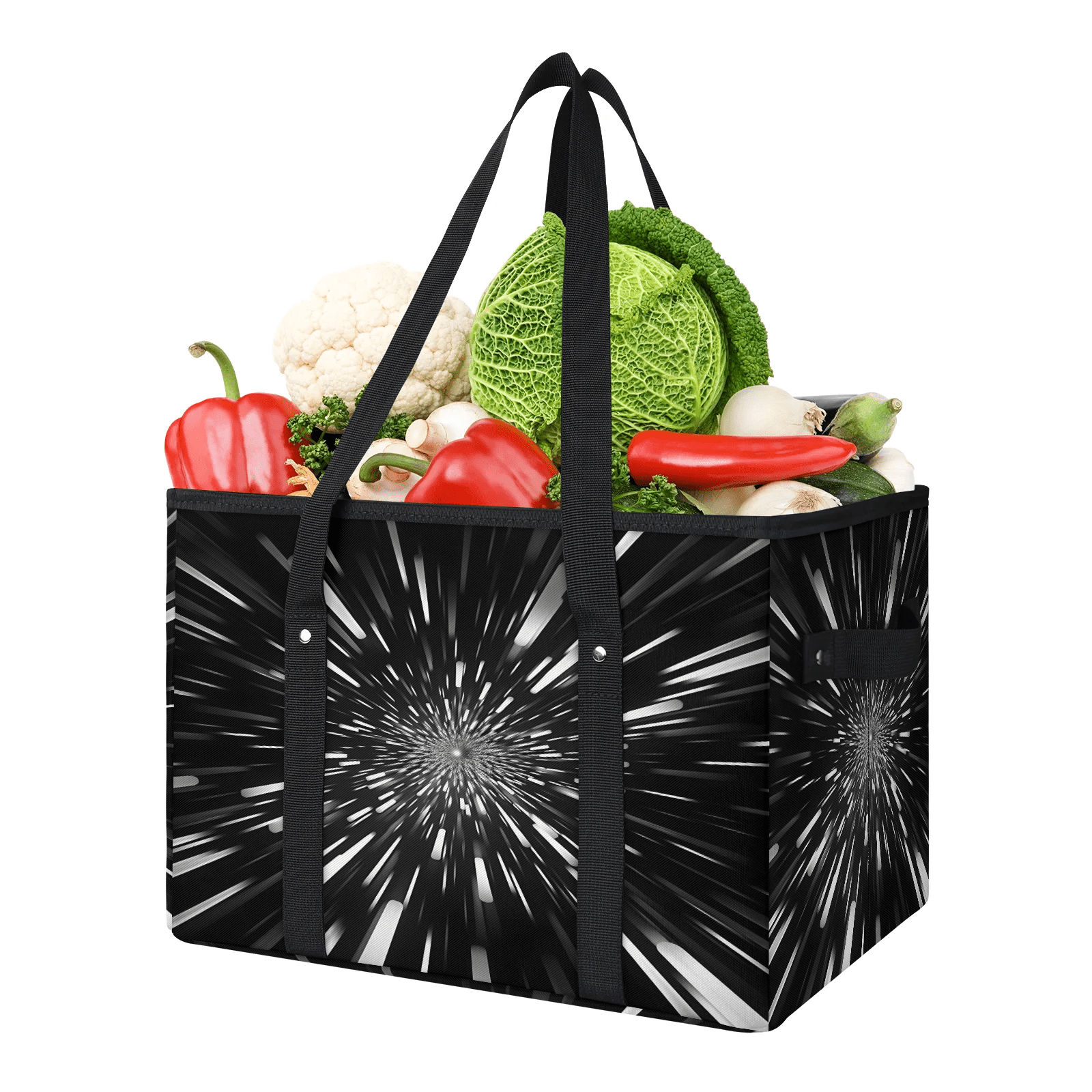 ADECORIVY Abstract Black Lines Art Reusable Grocery Bags, Foldable ...