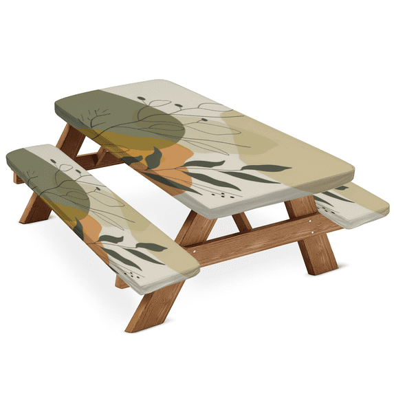 ADECORIVY Abstract Boho Leaf Picnic Table Cover with Bench Covers ...