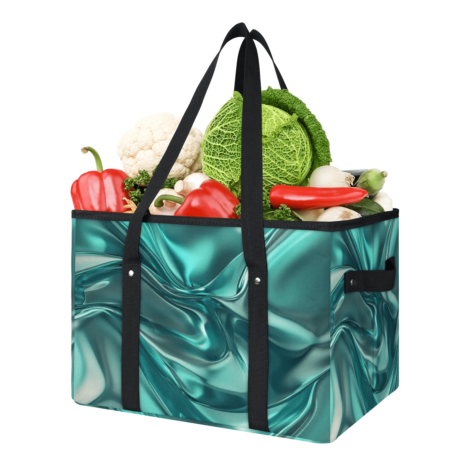 ADECORIVY Abstract Teal Reusable Grocery Bags, Foldable Shopping Bags ...