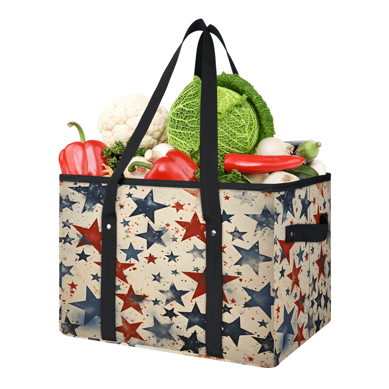 ADECORIVY America Stars Reusable Grocery Bags, Foldable Shopping Bags ...