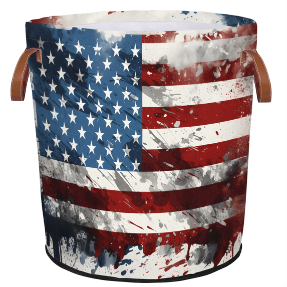 ADECORIVY American Flag Watercolor Laundry Basket, Foldable Laundry ...