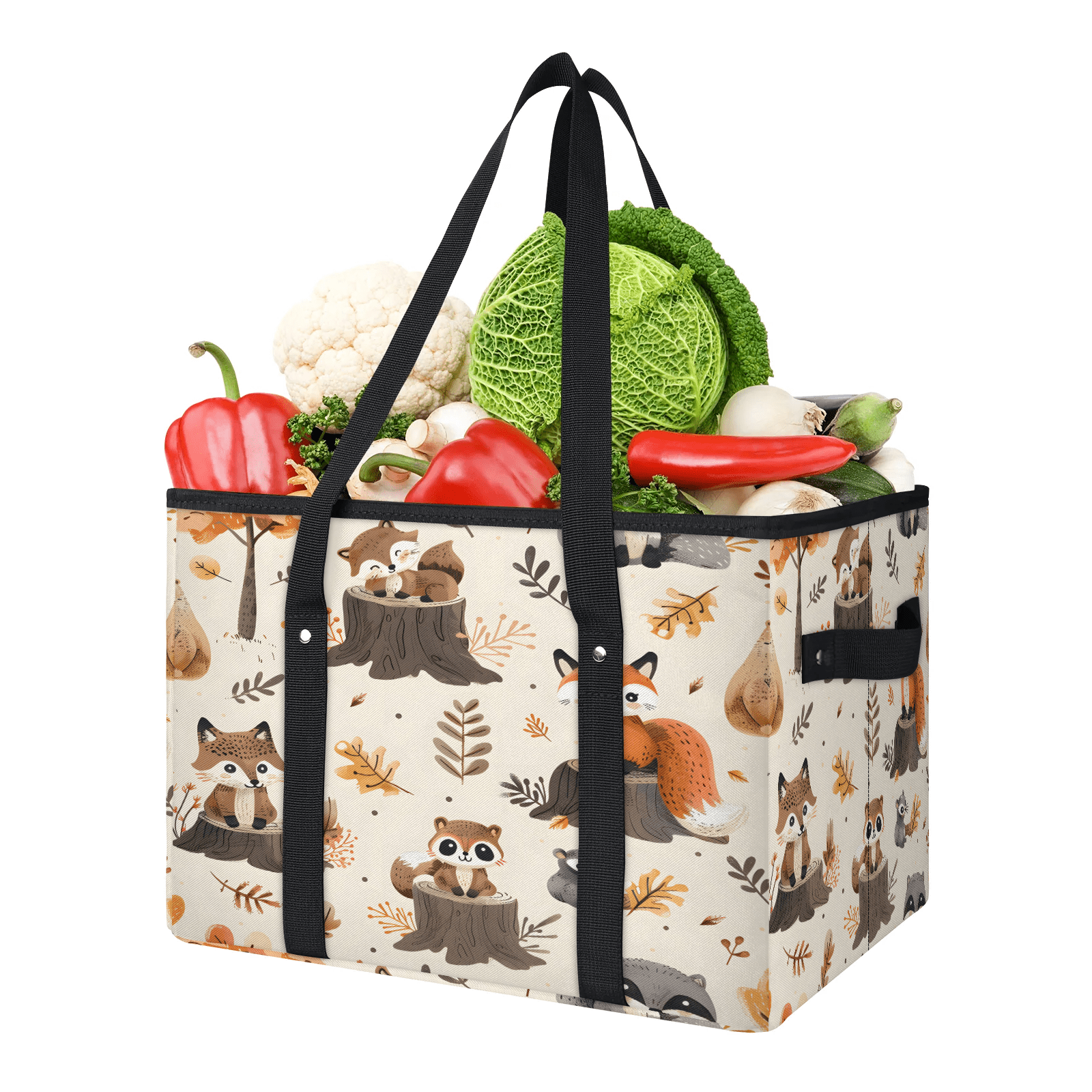 ADECORIVY Animal Fox Reusable Grocery Bags, Foldable Shopping Bags for ...