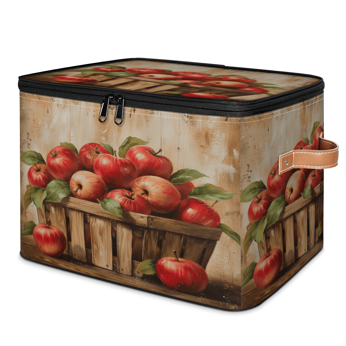 ADECORIVY Autumn Apples Storage Bin with Lid Fabric Vintage Foldable ...