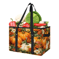 ADECORIVY Autumn Pumpkin Flowers Reusable Grocery Bags, Foldable ...