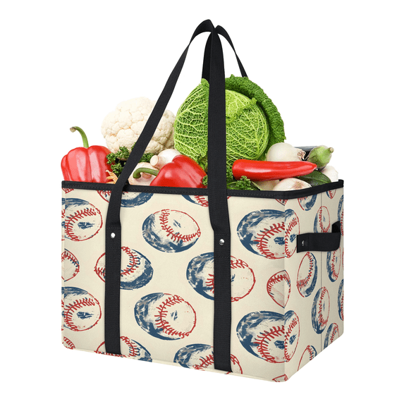 ADECORIVY Baseball Ball Reusable Grocery Bags, Foldable Shopping Bags ...