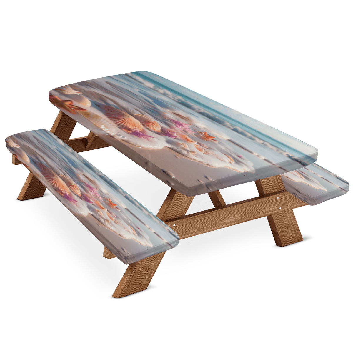 ADECORIVY Beach Shells Sea Picnic Table Cover with Bench Covers ...