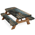 ADECORIVY Bears Picnic Table Cover with Bench Covers, Waterproof Rustic ...