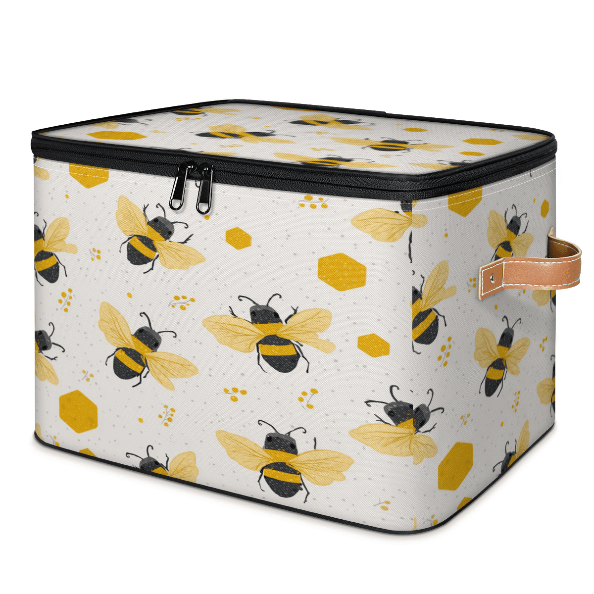 ADECORIVY Bee Cartoon Storage Bin with Zipper Lid, Fabric Foldable ...