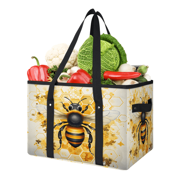 ADECORIVY Bee Honeycomb Reusable Grocery Bags, Foldable Shopping Bags ...