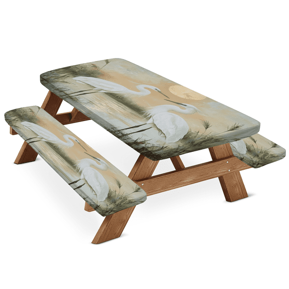 ADECORIVY Birds Herons Picnic Table Cover with Bench Covers, Waterproof ...