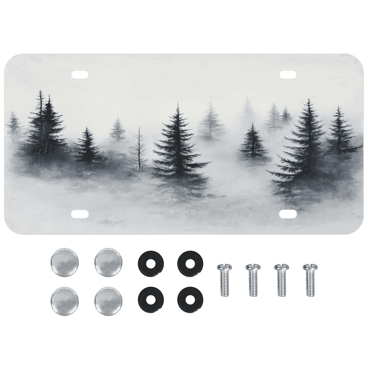ADECORIVY Black Pine Trees License Plate, Aluminum Decorative Novelty ...