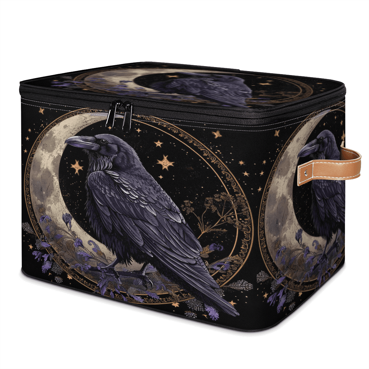 ADECORIVY Black Raven Crow Storage Bin with Zipper Lid, Fabric Foldable ...