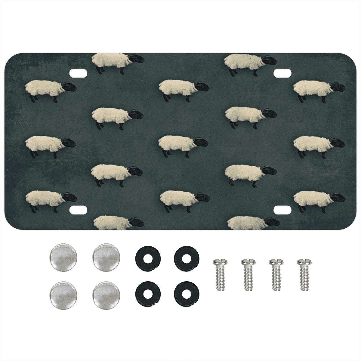 ADECORIVY Black White Sheep Lambs License Plate, Aluminum Decorative ...