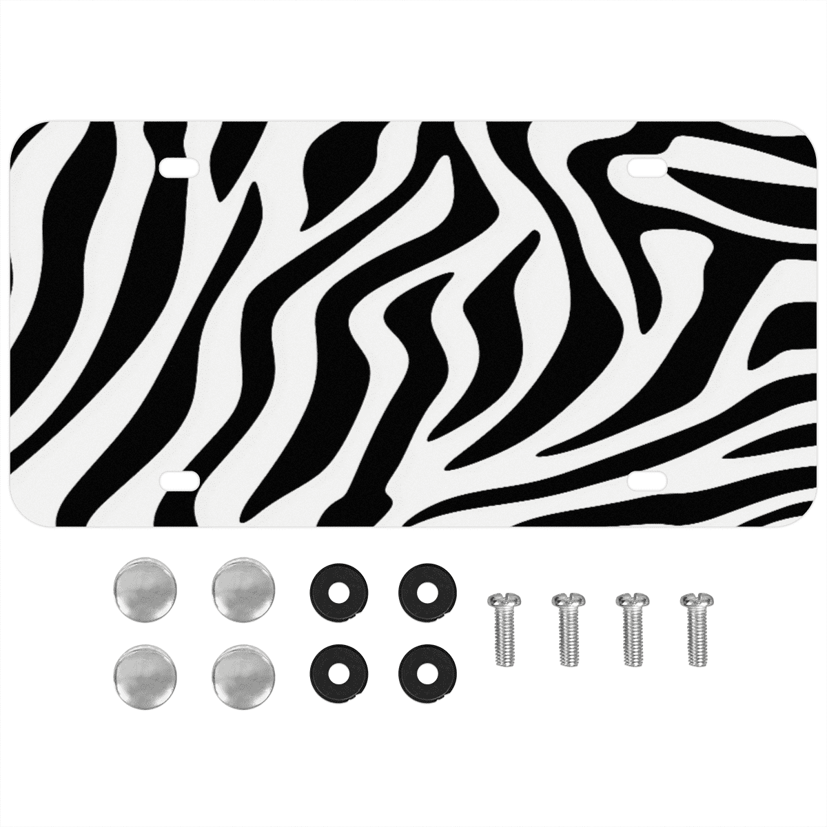 ADECORIVY Black White Zebra Print License Plate, Aluminum Decorative ...