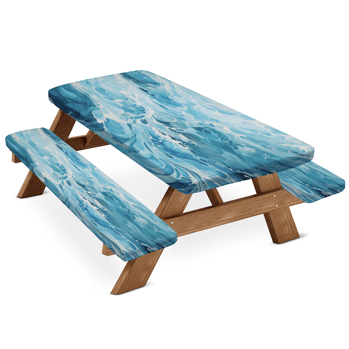 ADECORIVY Blue Ocean Beach Waves Picnic Table Cover with Bench Covers ...