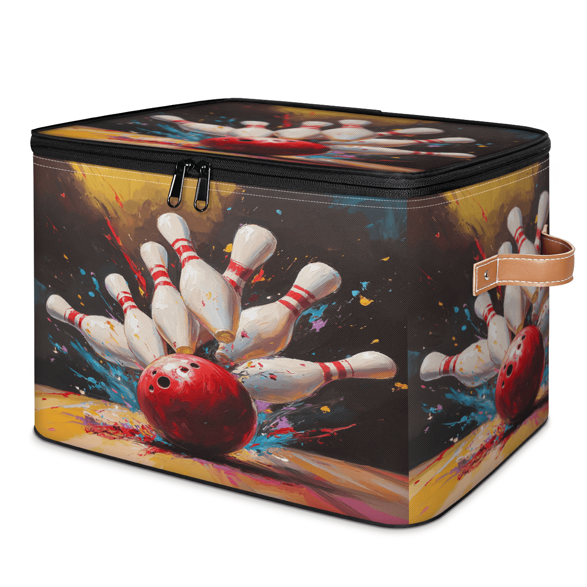 ADECORIVY Bowling Ball Colorful Storage Bin with Zipper Lid, Fabric ...