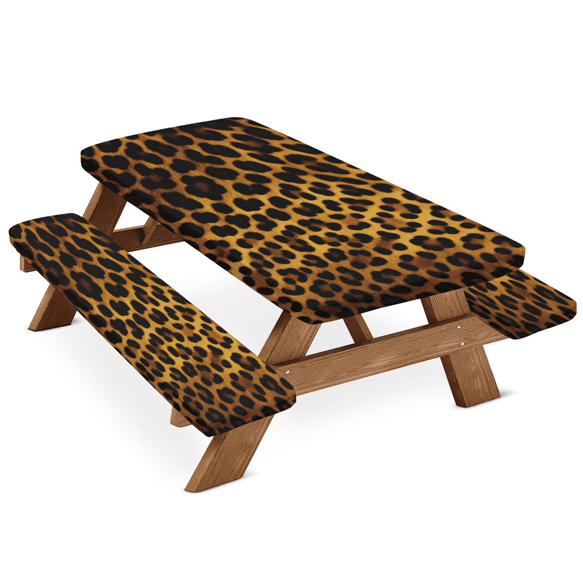 ADECORIVY Brown Leopard Print Picnic Table Cover with Bench Covers ...