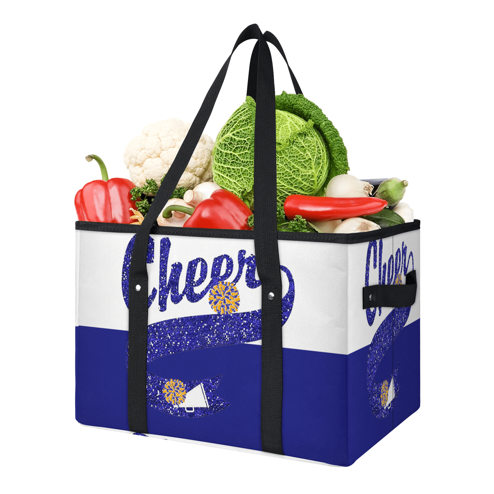 ADECORIVY Cheer Blue Cheerleading Reusable Grocery Bags, Foldable ...