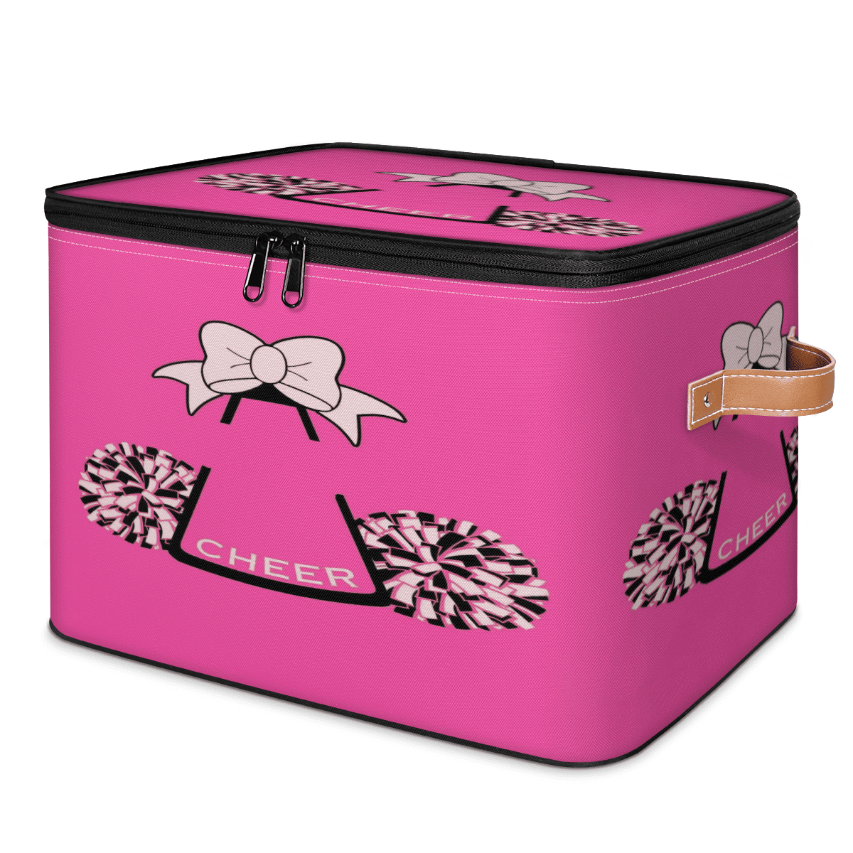ADECORIVY Cheerleading Cheer Pink Storage Bin with Zipper Lid, Fabric ...