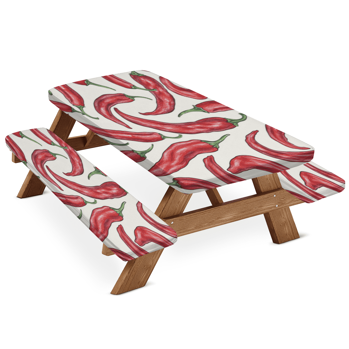 ADECORIVY Chili Pepper Picnic Table Cover with Bench Covers, Waterproof ...