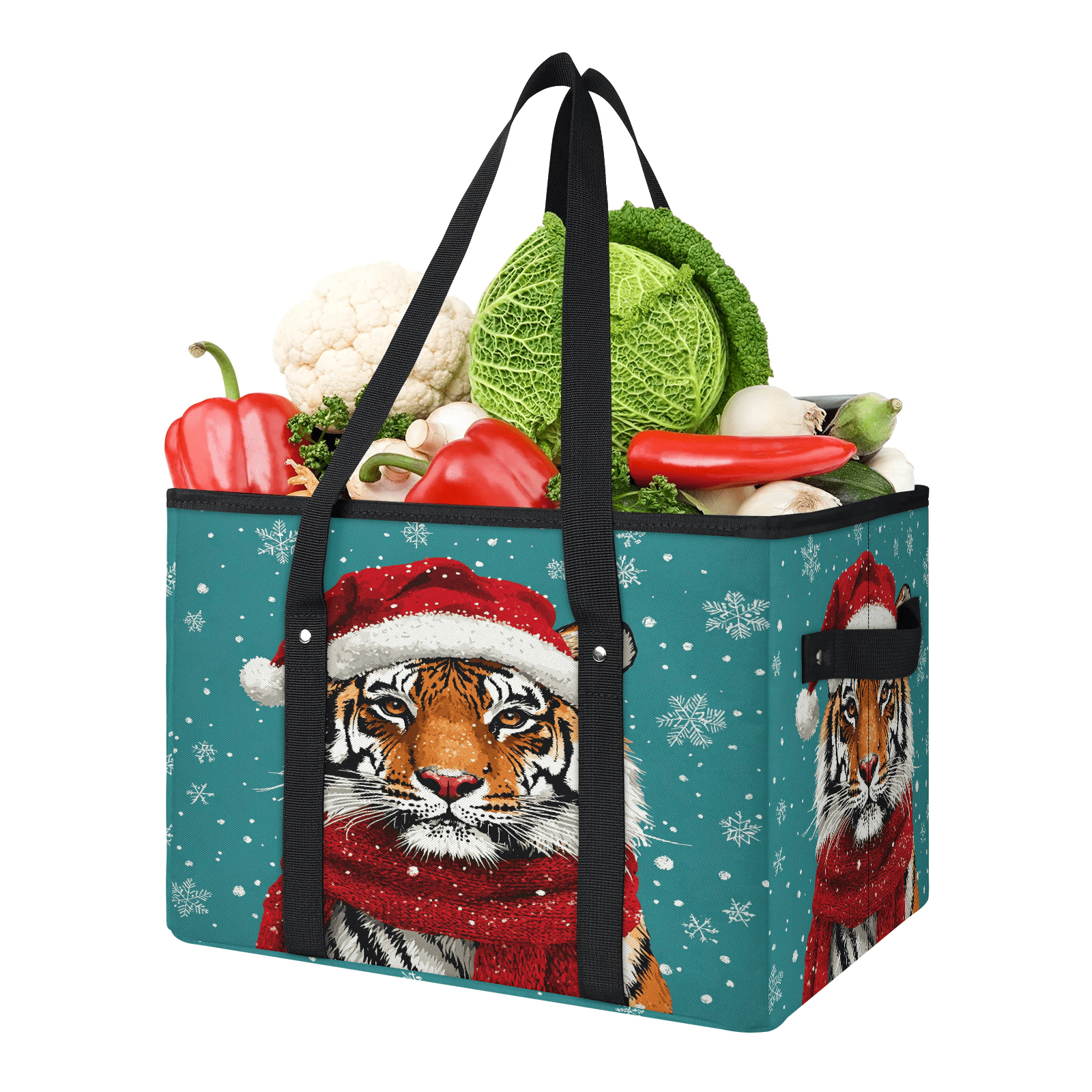 ADECORIVY Christmas Animal Reusable Grocery Bags, Foldable Reusable ...