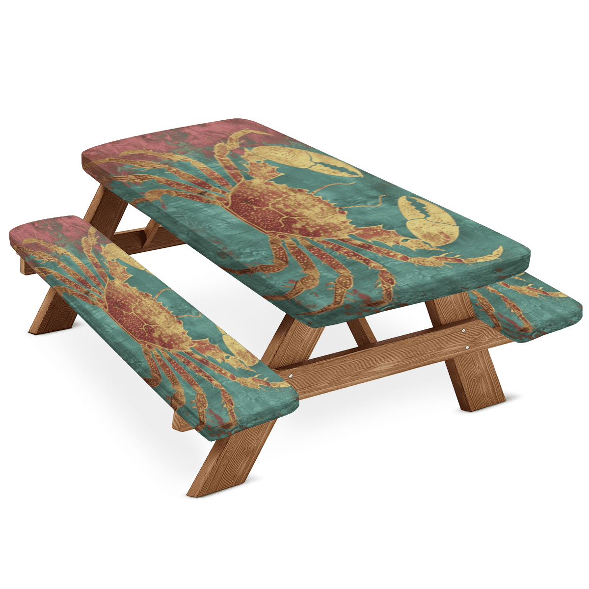 ADECORIVY Coastal Crab Picnic Table Cover with Bench Covers, Waterproof ...