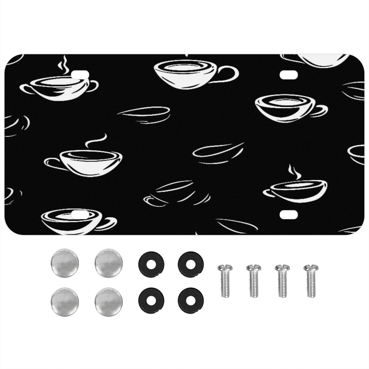 ADECORIVY Coffee Pattern Front License Plate, Black White Novelty ...