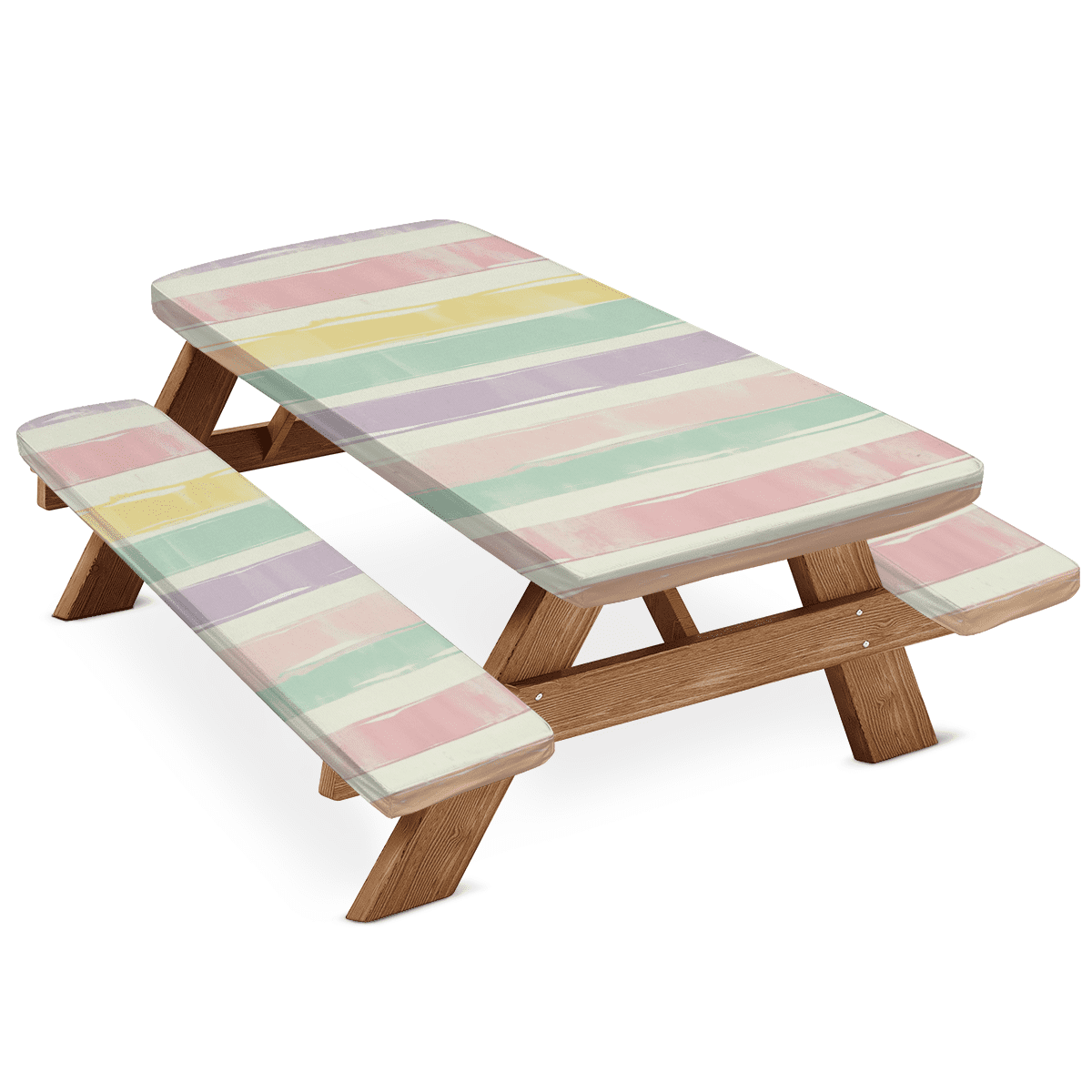 ADECORIVY Colored Stripes Vertical Picnic Table Cover with Bench Covers ...