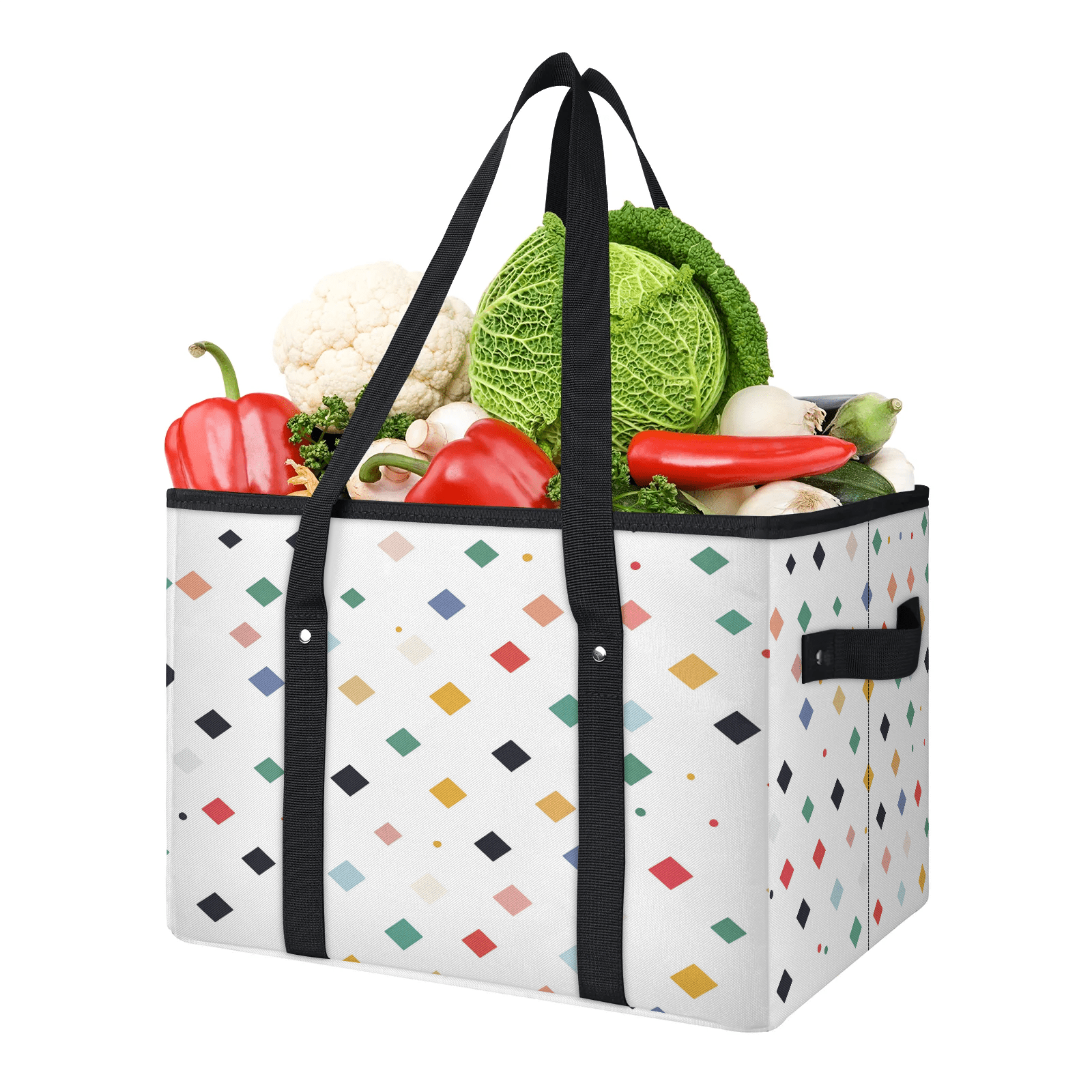 ADECORIVY Colorful Blocks Reusable Grocery Bags, Foldable Reusable ...