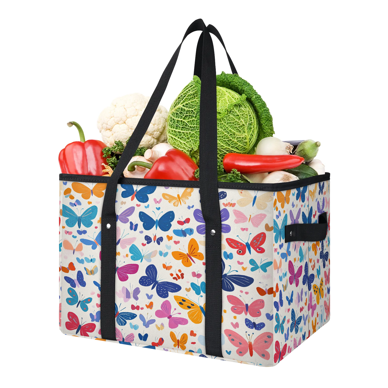 ADECORIVY Colorful Butterfly Reusable Grocery Bags, Foldable Reusable ...