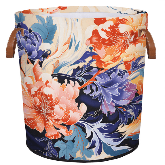 ADECORIVY Colorful Floral Pattern Laundry Basket, Foldable Laundry ...