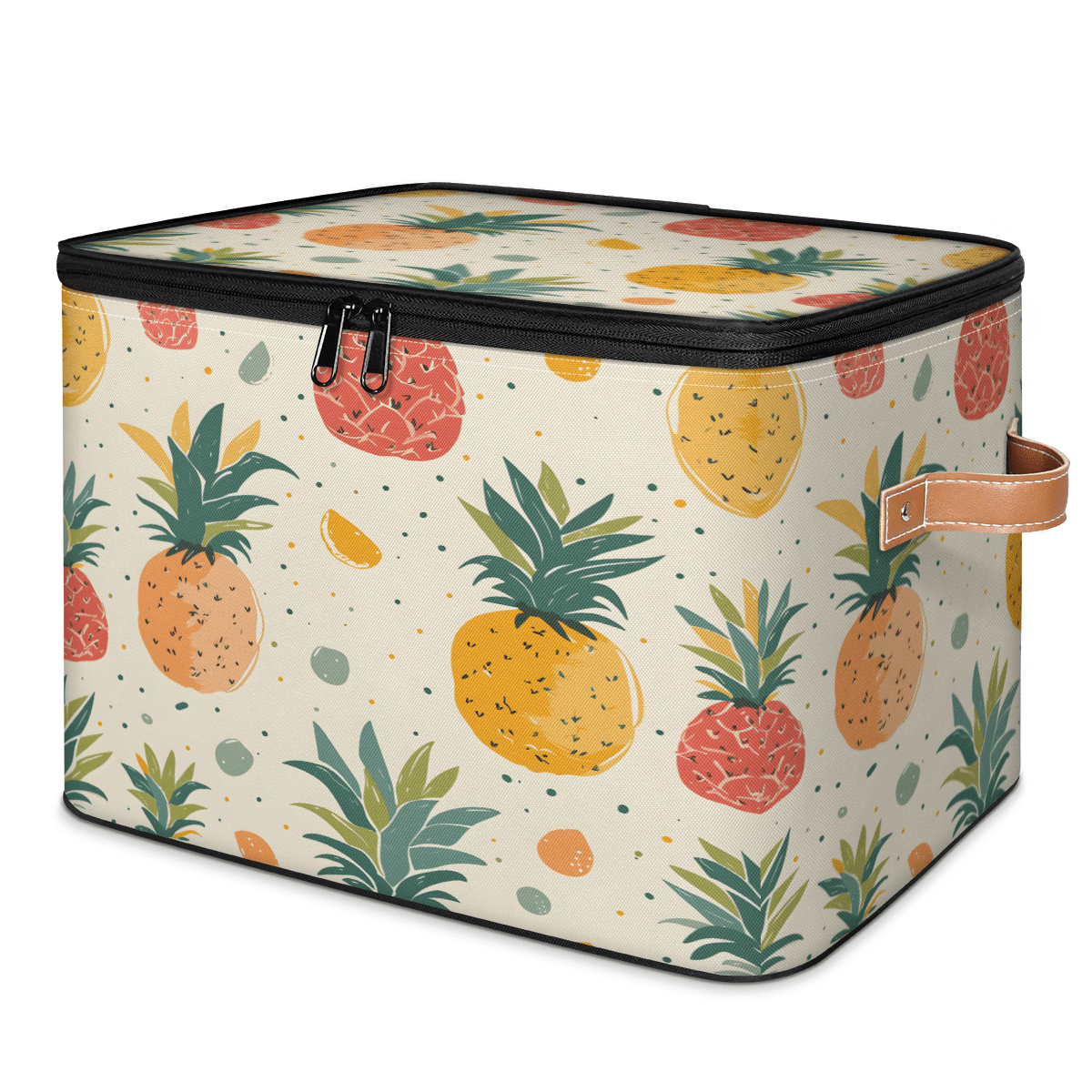 ADECORIVY Colorful Fruit Pineapple Storage Bin with Zipper Lid, Fabric ...